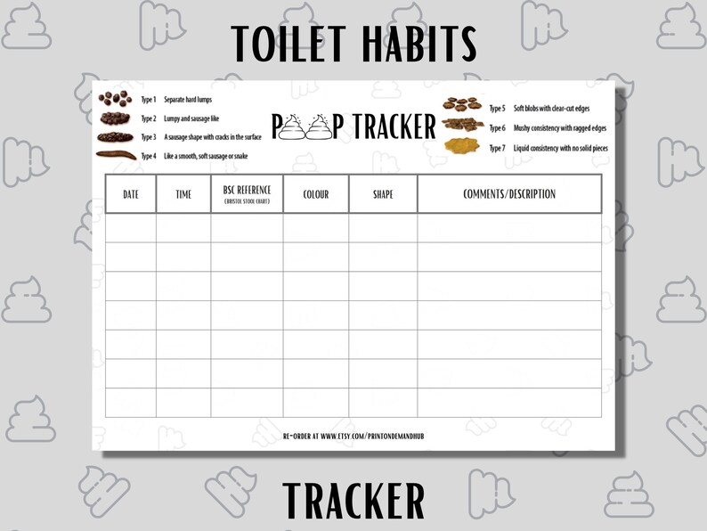 Poop Tracker | Toilet Habits Tracker | Toileting Record | Colonoscopy ...