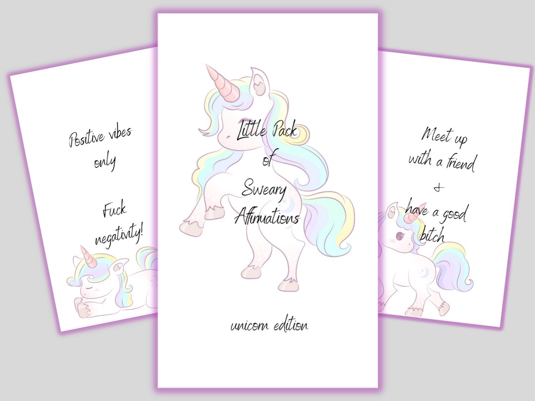 Unicorn Affirmation Cards, Sweary Affirmation Cards, 18+, Not Child ...