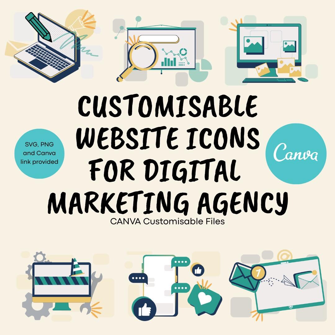 8 Professional Website Icons for Digital Marketing – SEO, Graphic ...