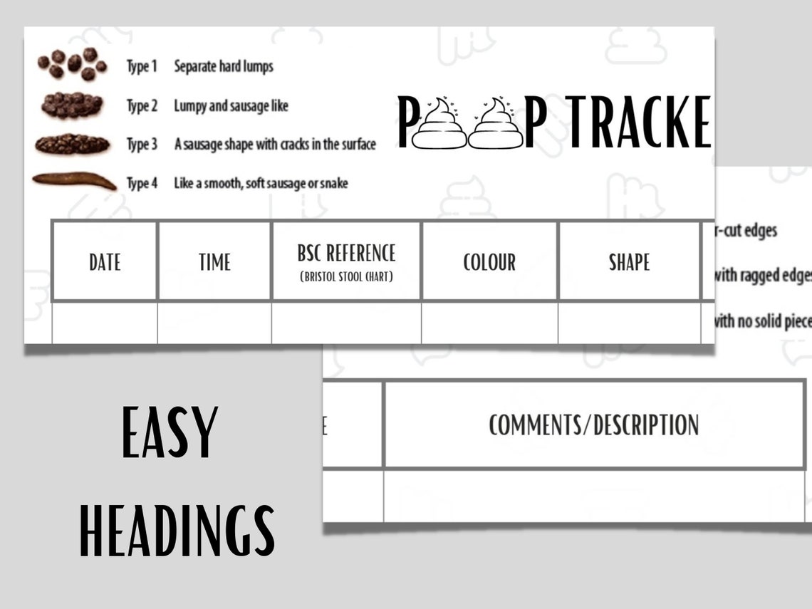 Poop Tracker | Toilet Habits Tracker | Toileting Record | Colonoscopy ...