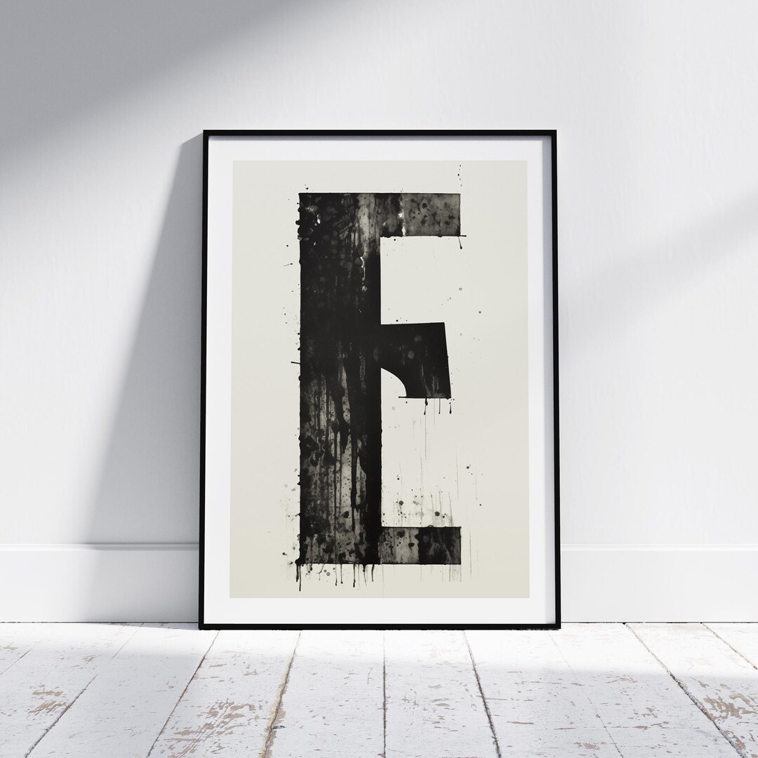 The Letter E in Black Ink Art Poster - Etsy