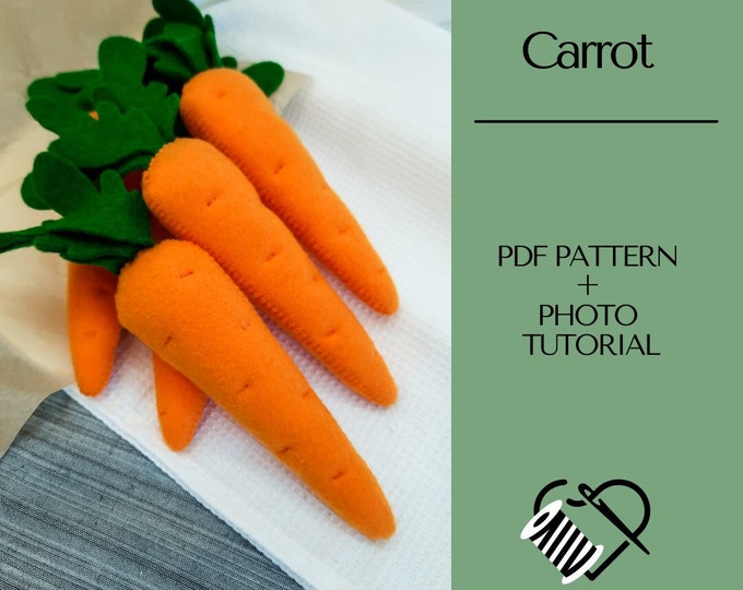 CARROT Felt Food PATTERN Pdf Felt Food Toy Sewing Pattern, Felt ...