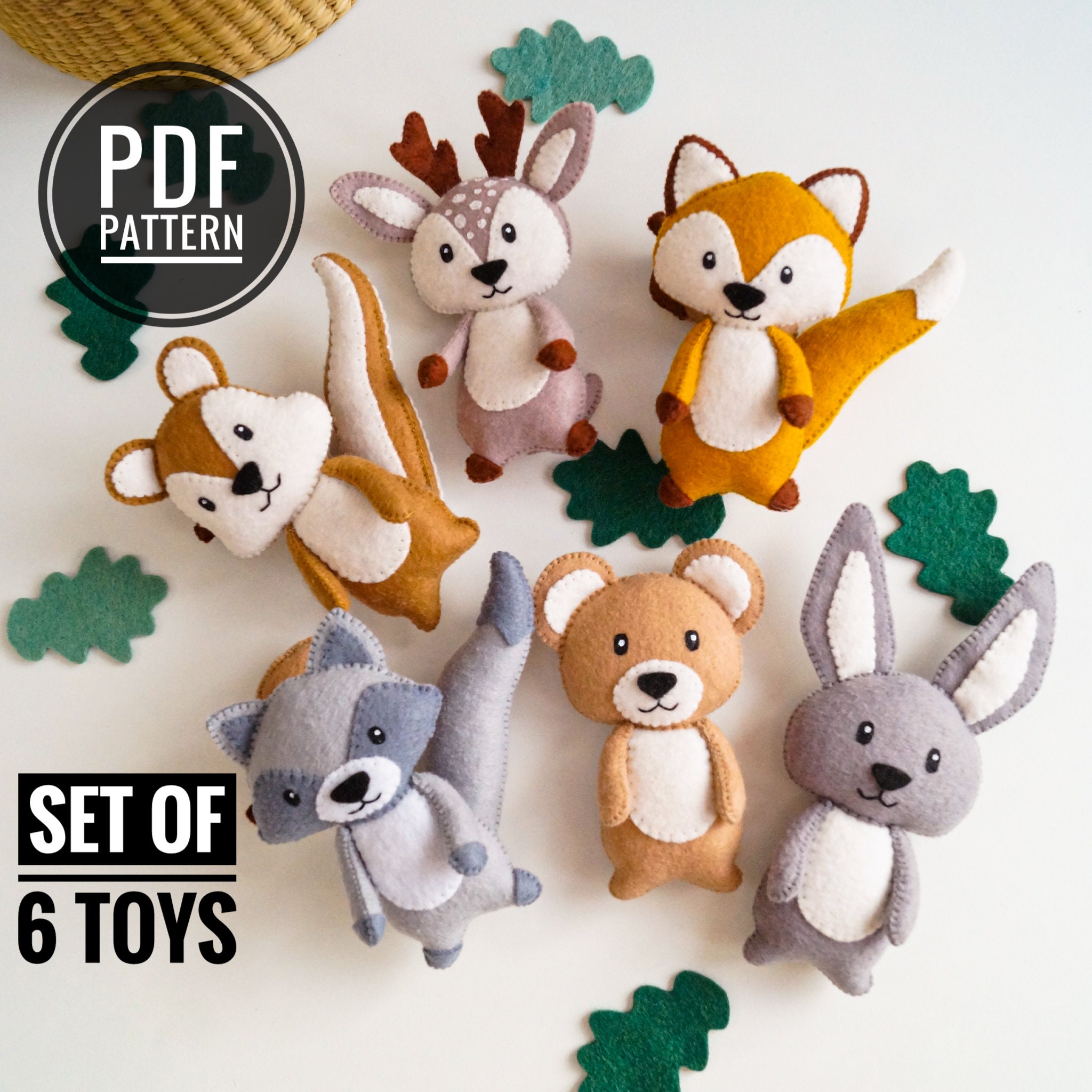 6 Woodland Felt Animals Pattern PDF Felt Toys Tutorials Felt - Etsy
