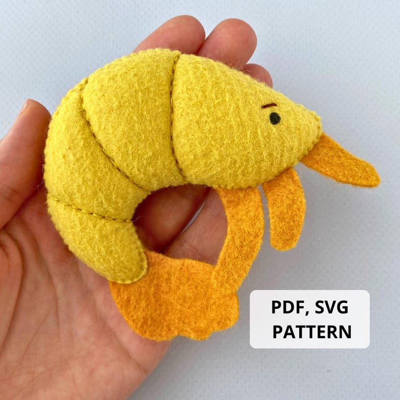 Felt Shrimp Pattern, DIY Sea Animal Sewing Tutorial PDF SVG, Ocean Felt ...