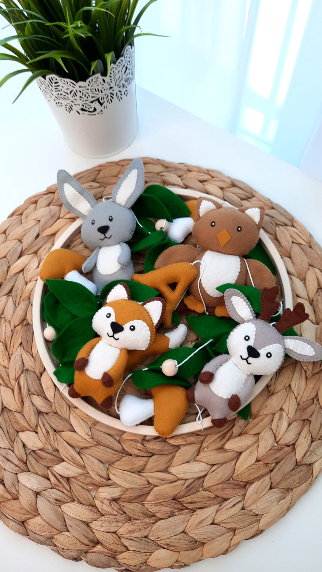 Personalized Woodland Animal Baby Mobile - Fox Deer Rabbit Owl - Felt ...