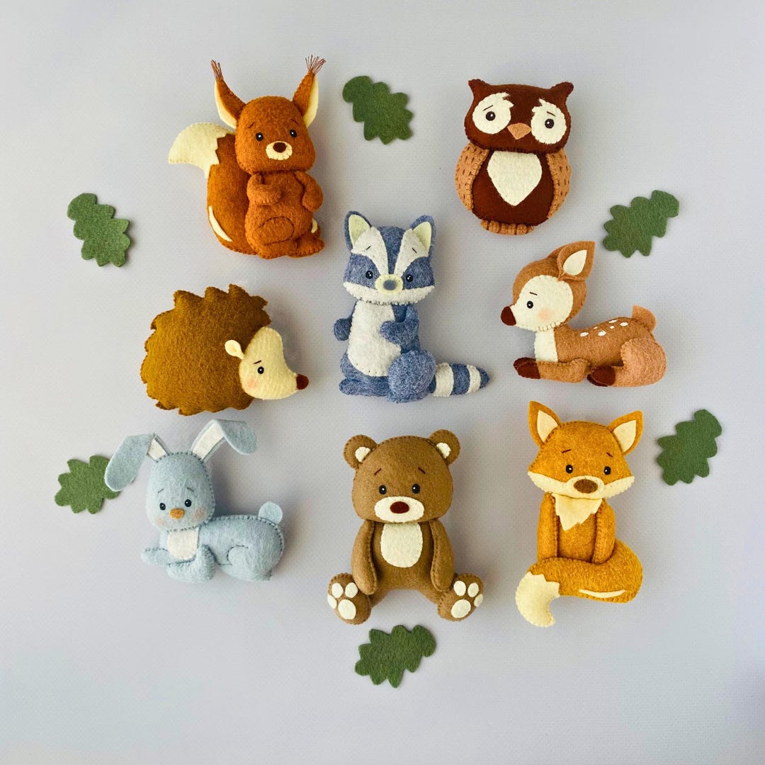 Felt Woodland Animals Set, Felt Toys, Forest Stuffed Animals, Felt ...