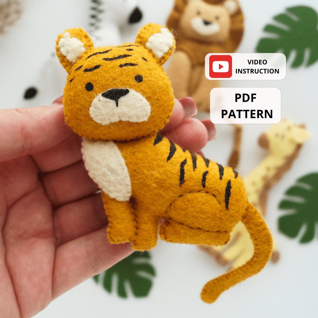 Tiger Sewing Pattern PDF, Safari Felt Animals, Felt Ornaments, Felt ...
