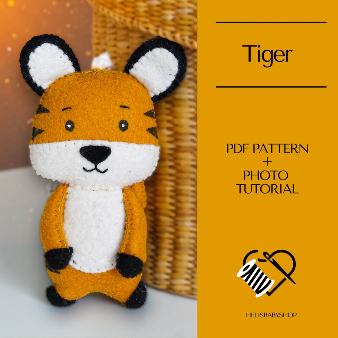Safari Felt Animals Pattern PDF, Felt Tiger Pattern, Jungle Animals ...