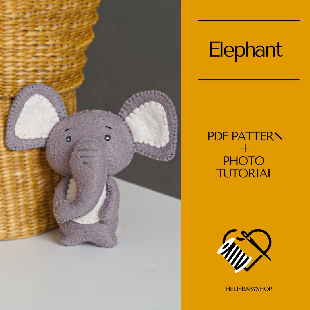 Elephant Felt Pattern, Safari Animal PDF Pattern, Felt Toys Pattern - Etsy