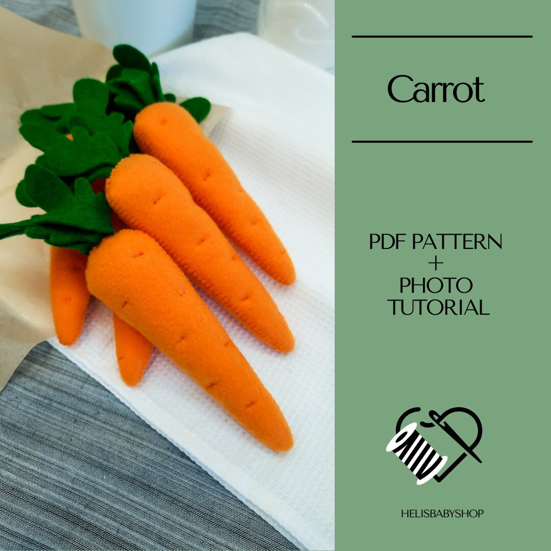 Felt Carrot Pattern and Tutorial, Felt Food Sewing Pattern, Felt ...