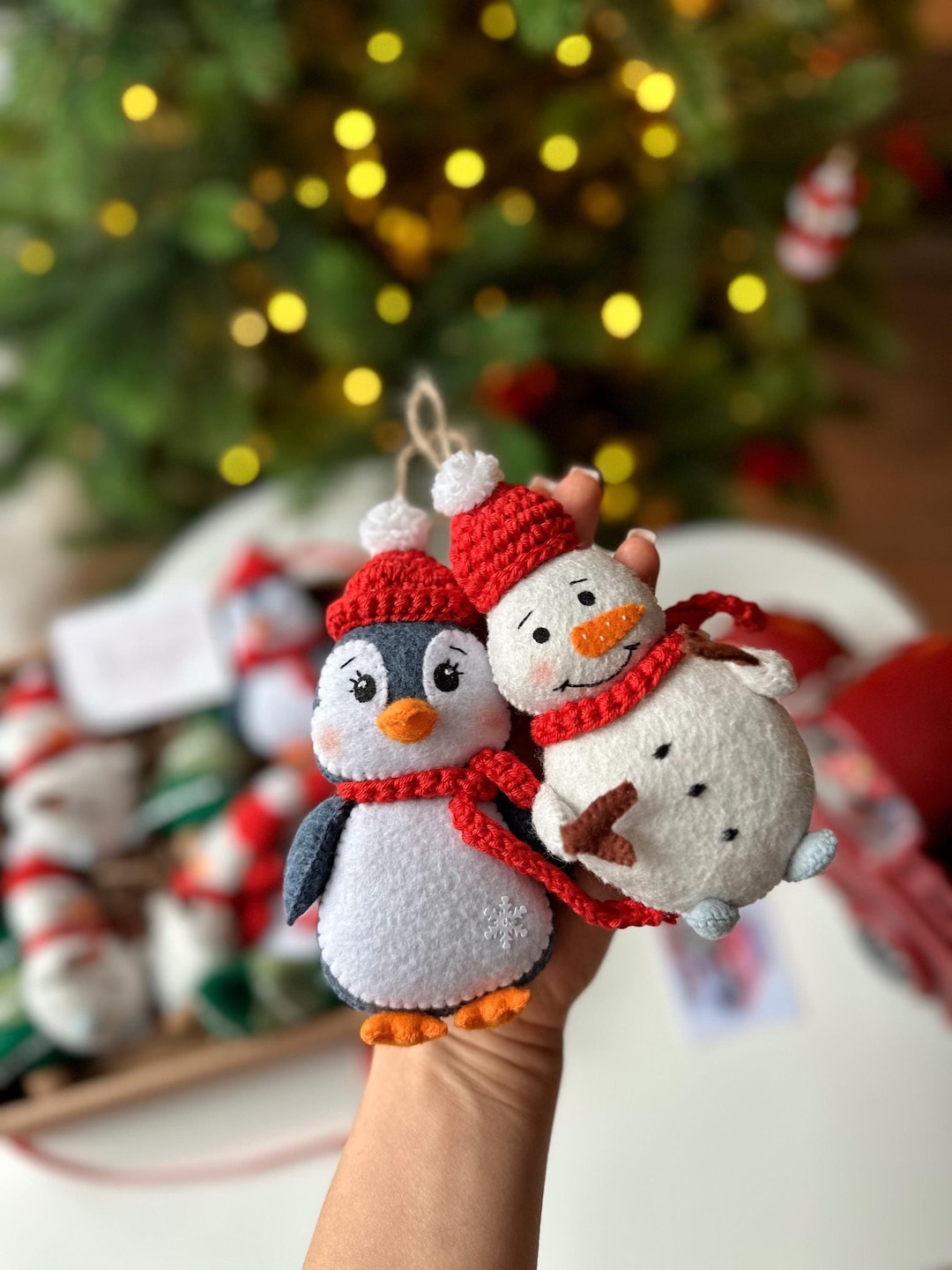 Felt Christmas Ornaments Penguin Snowman Tree, Christmas Decoration ...