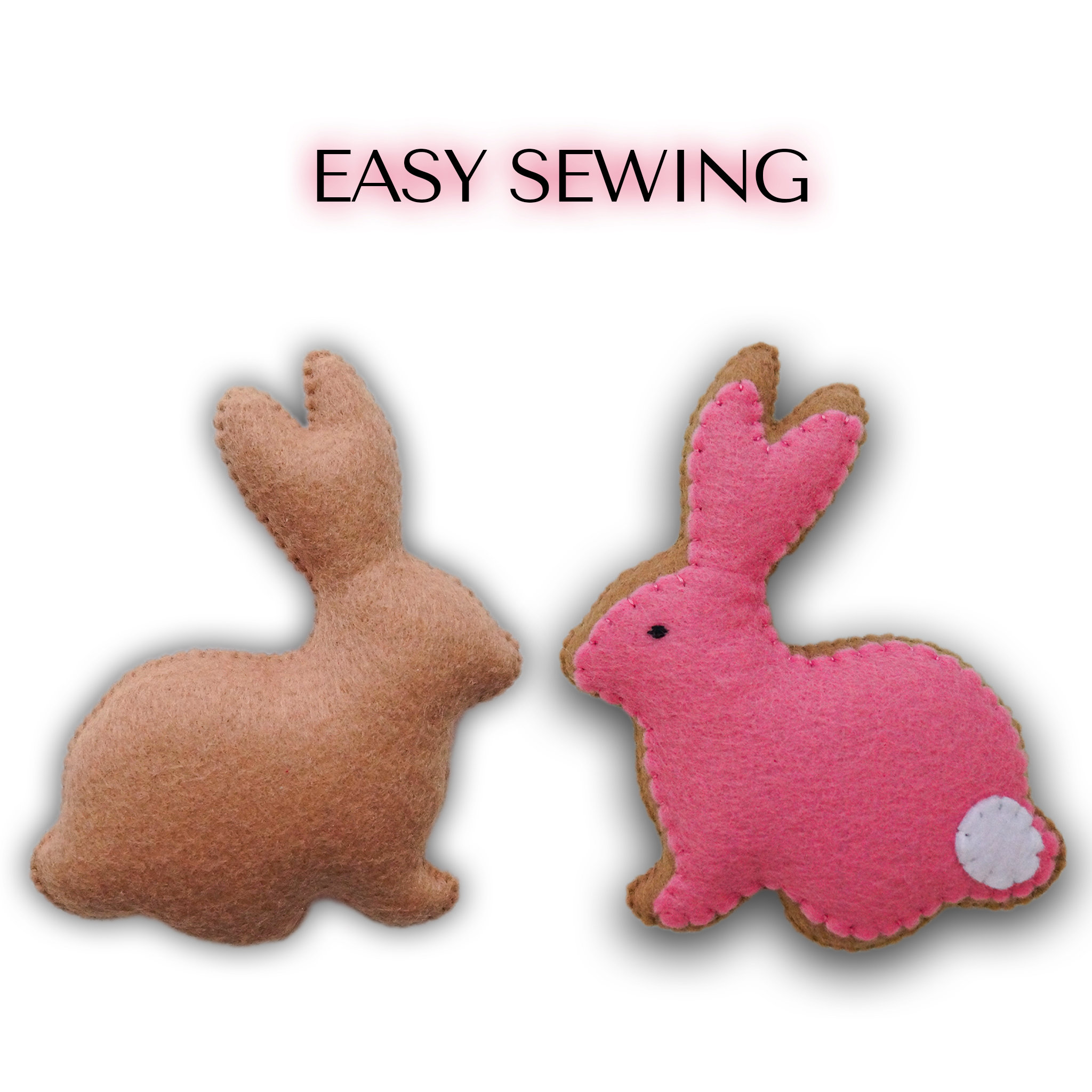 2 Easter Bunnies Cookies Sewing Pattern, Easter Décor Felt Pattern PDF ...