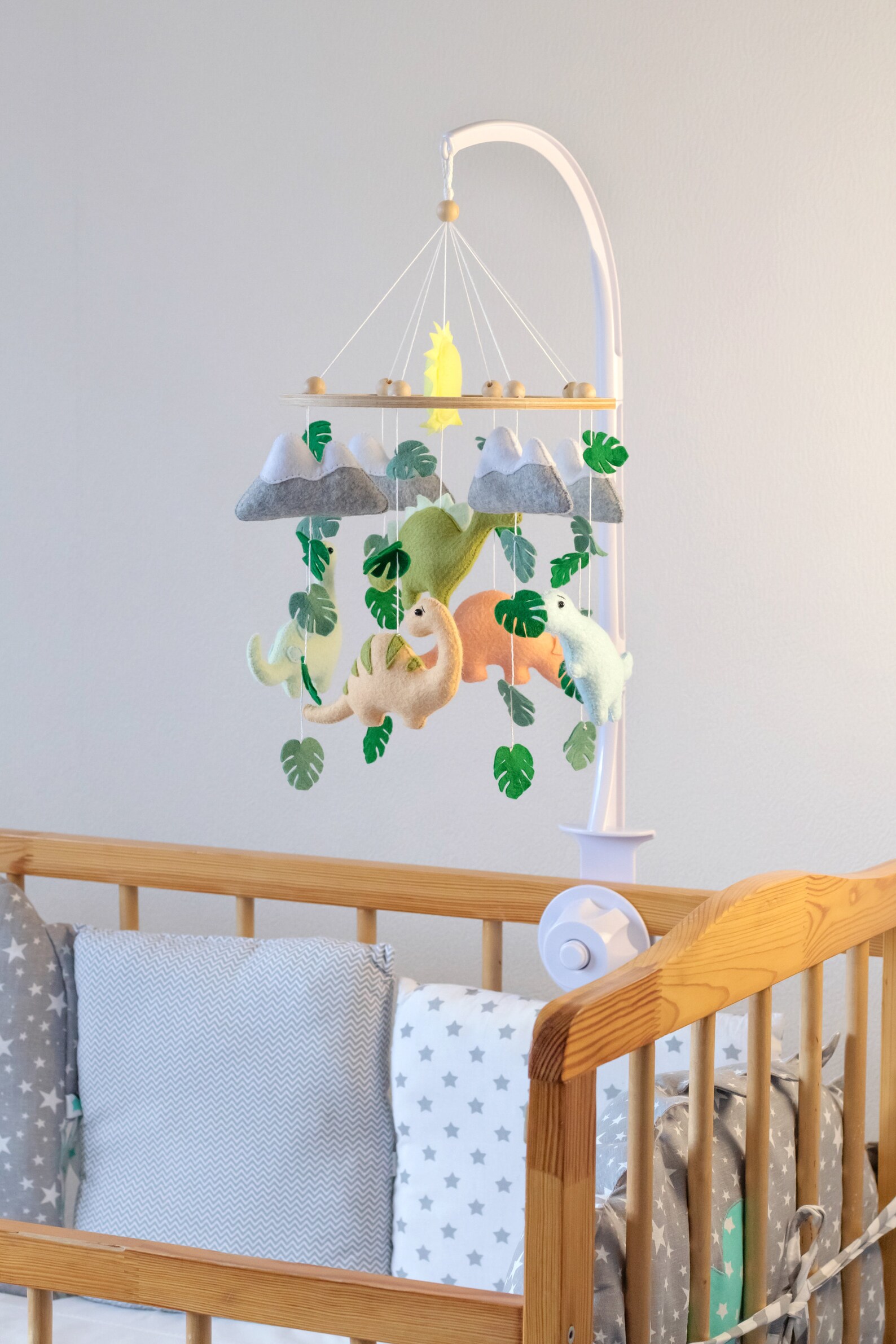 Dinosaur Baby Mobile, Jungle Crib Mobile With Mountains, Mobile Nursery ...