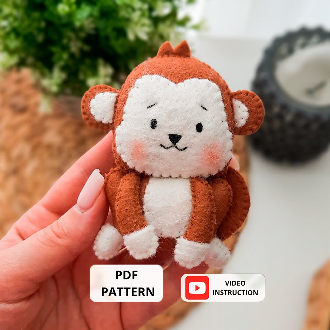 Felt Monkey Pattern, Safari Felt Animals, Felt Ornaments, Felt Toys ...