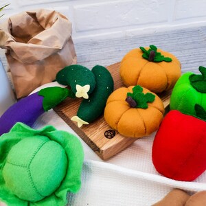 Set of 9 Felt Vegetables Patterns, Pumpkin Tomato Pepper Carrot ...