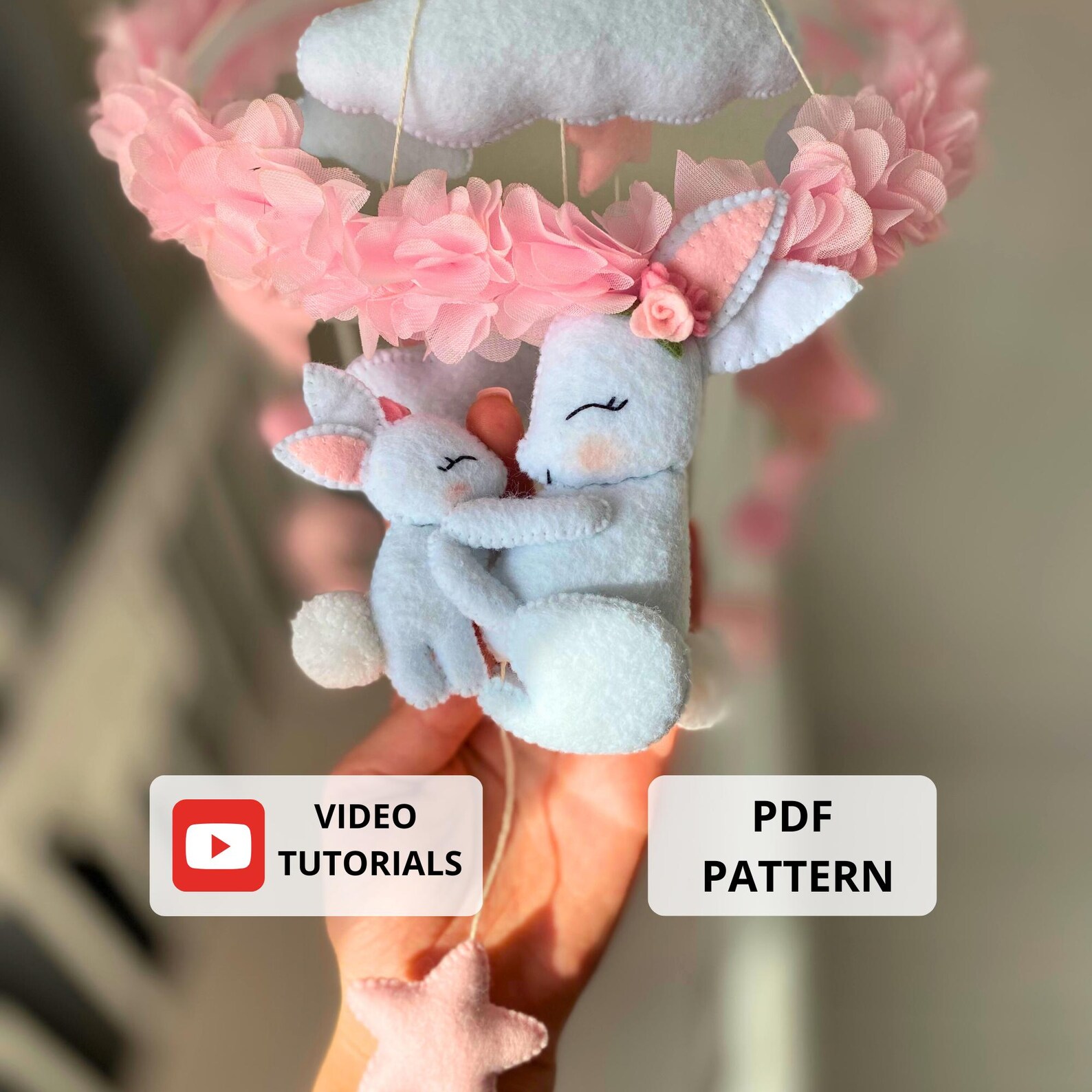 Baby Mobile Sewing Pattern PDF, Teddy Bear Pattern, Nursery Mobile DIY ...