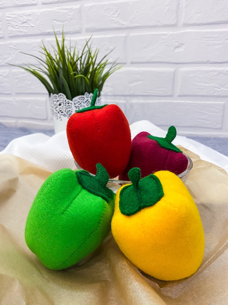 Felt Pepper Pattern, DIY Felt Food Template for Kids, Felt Vegetables ...