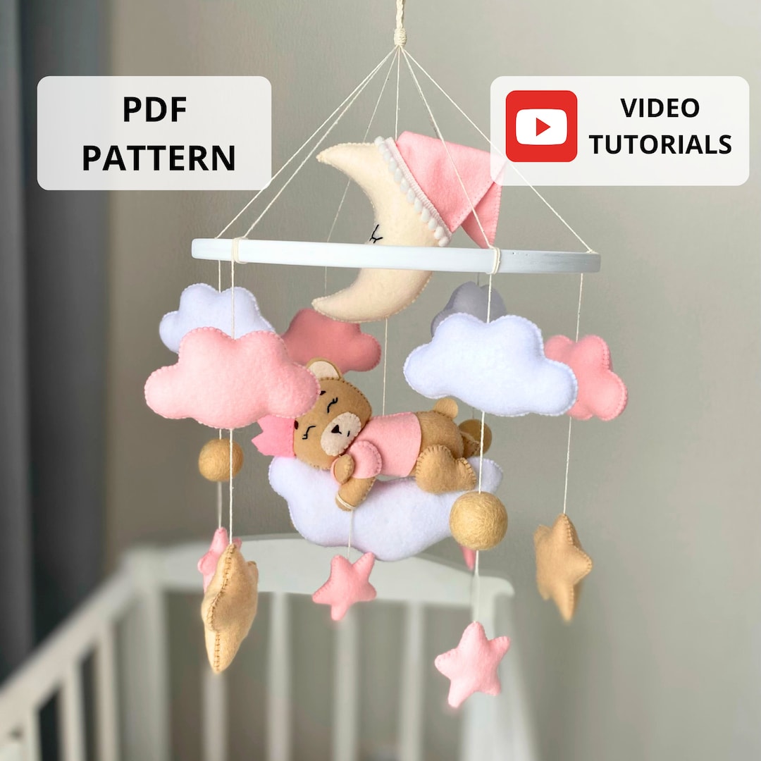 Baby Mobile Sewing Pattern PDF, Teddy Bear Pattern, Nursery Mobile DIY ...