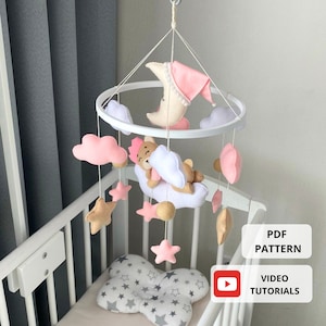 Baby Mobile Sewing Pattern PDF, Teddy Bear Pattern, Nursery Mobile DIY ...