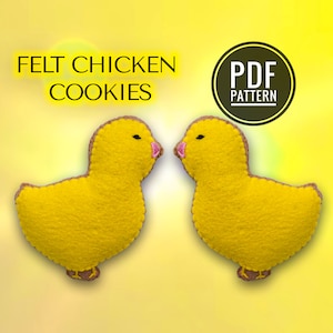 Felt Chick Pattern, Easter Chick Sewing Pattern, Felt Cookies Pattern ...