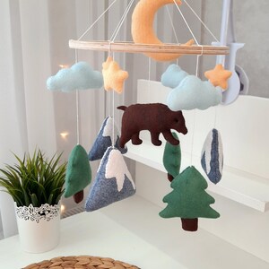Woodland Baby Mobile With Teddy Bear, Forest Mobile Nursery, Neutral ...