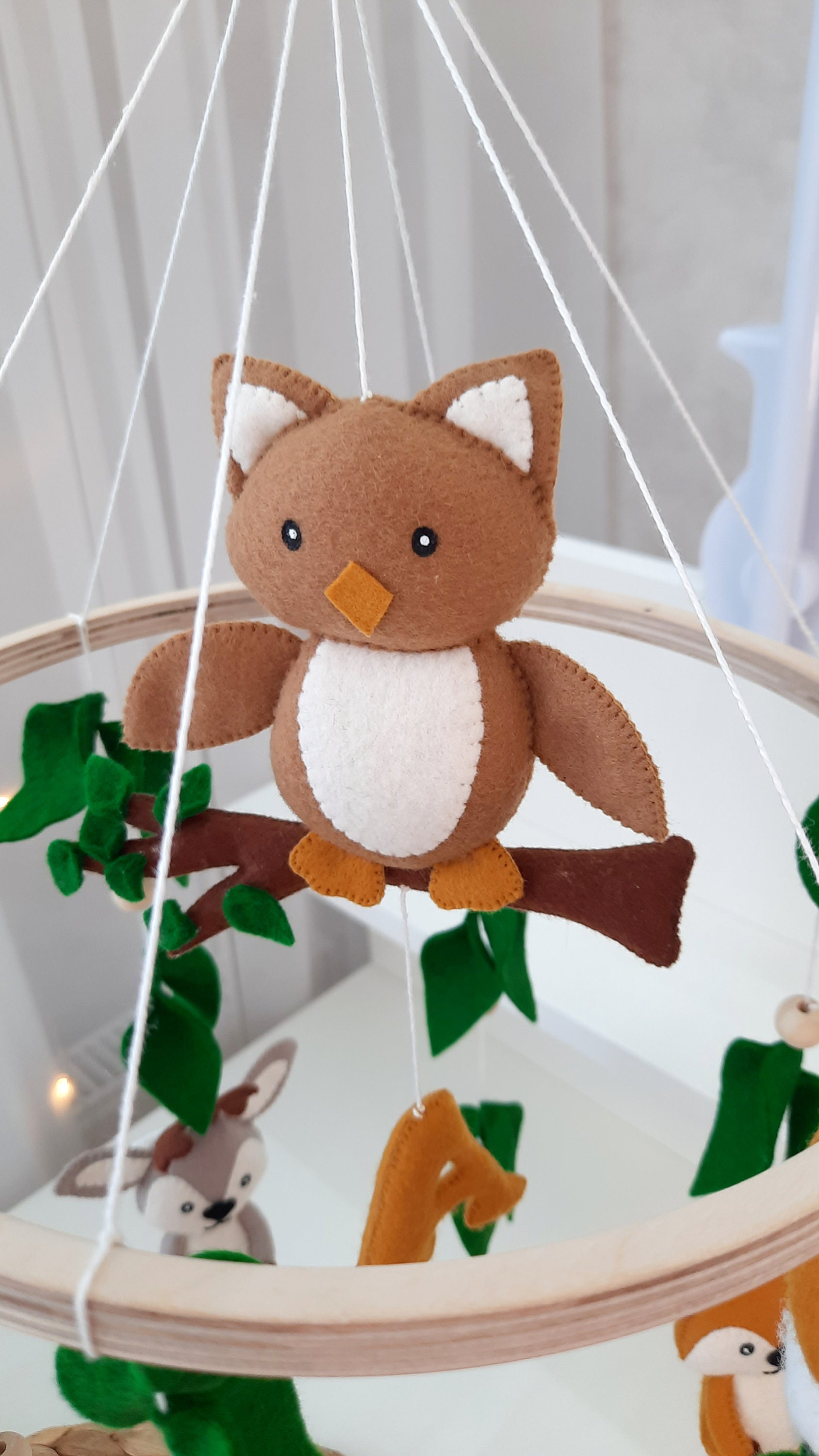 Personalized Woodland Animal Baby Mobile Fox Deer Rabbit Owl Felt ...