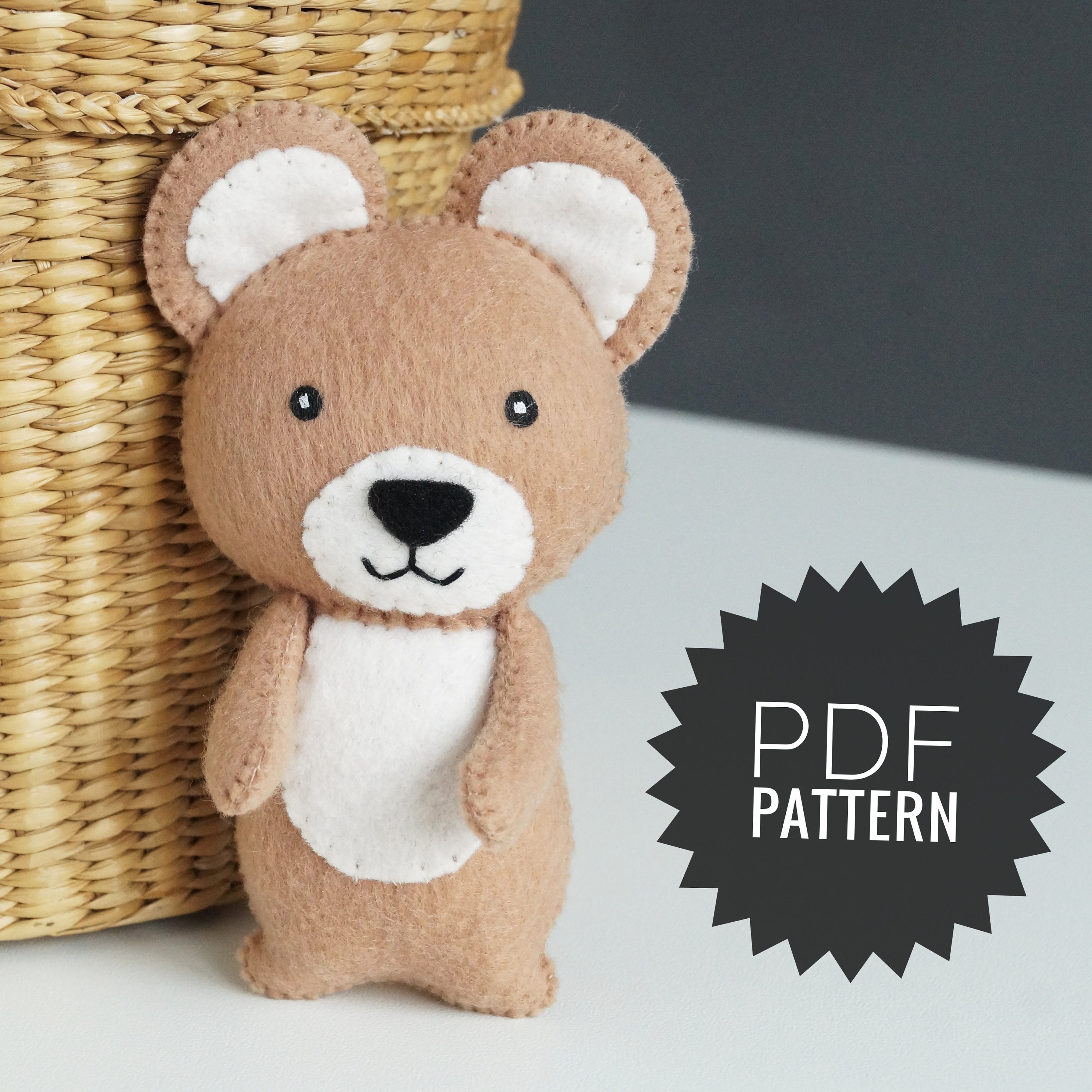 6 Woodland Felt Animals Pattern PDF, Felt Pattern Fox Deer Bear Hare ...