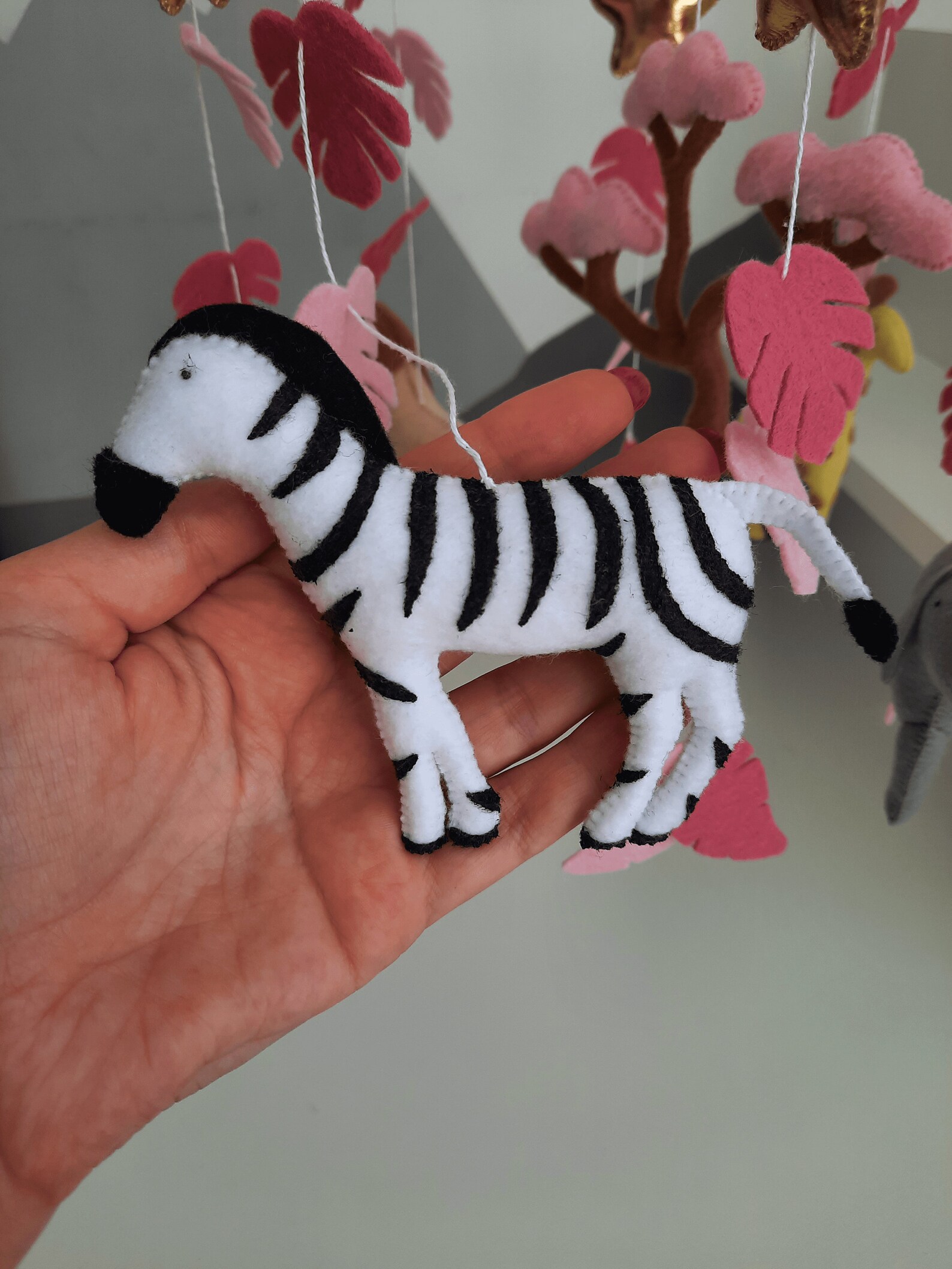 Safari Baby Mobile Pink for Girl, Jungle Baby Crib Mobile, Felt Mobile ...