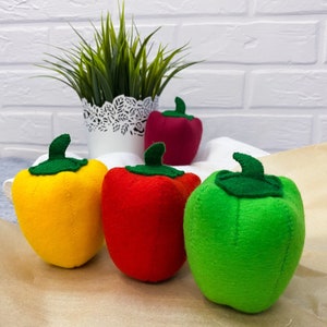 Felt Pepper Pattern, DIY Felt Food Template for Kids, Felt Vegetables ...