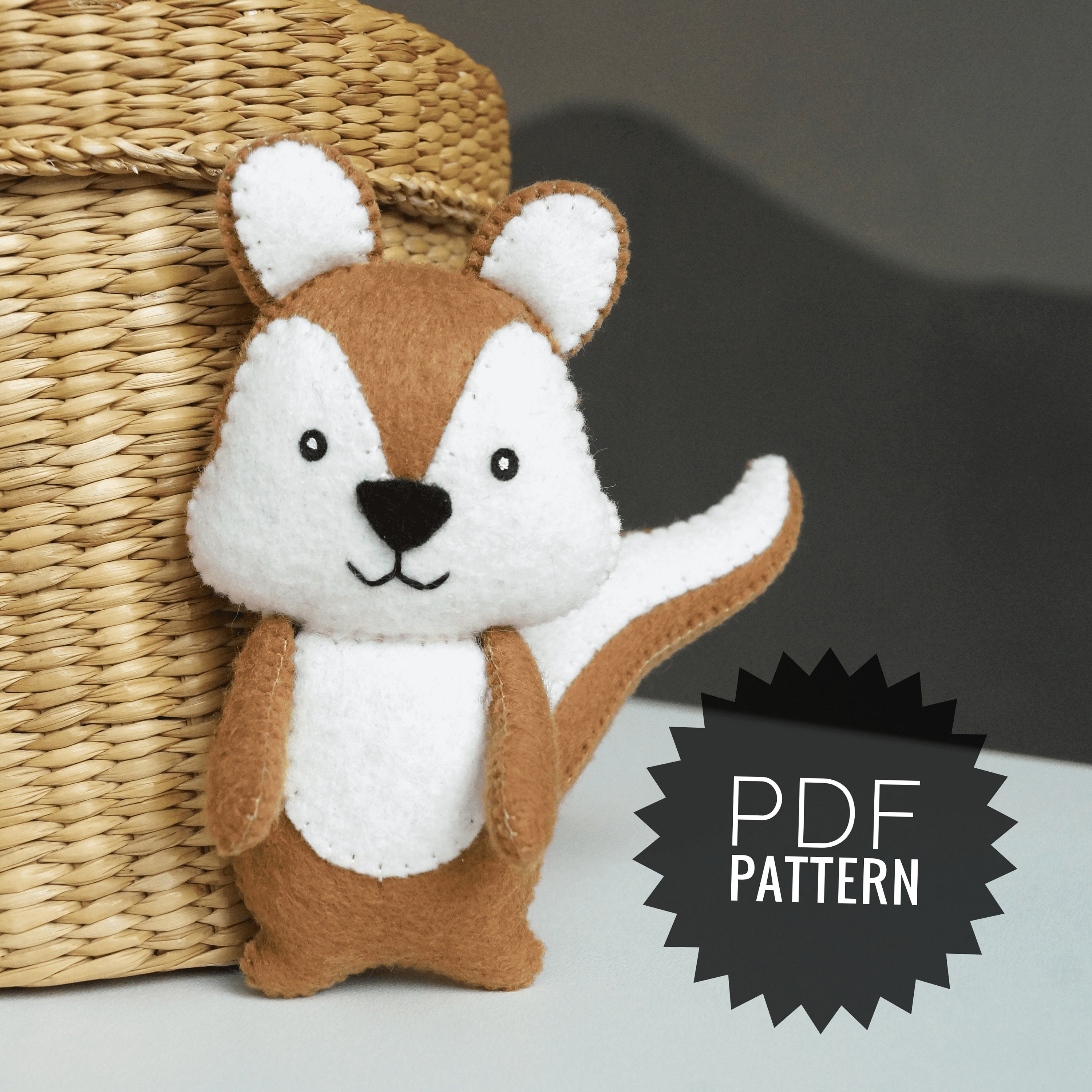 6 Woodland Felt Animals Pattern PDF, Felt Pattern Fox Deer Bear Hare ...