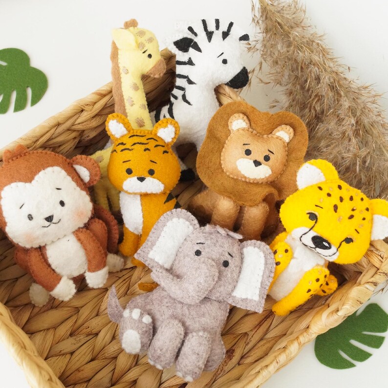 Jungle Animals Sewing Patterns PDF and Tutorials, Felt Pattern, Safari ...