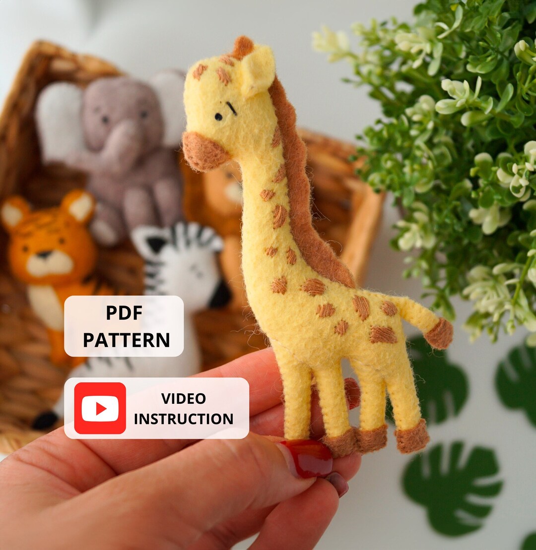 Felt Giraffe Sewing Pattern PDF, Safari Felt Animals, Felt Toys, Stuffed Baby Toys, Felt ...