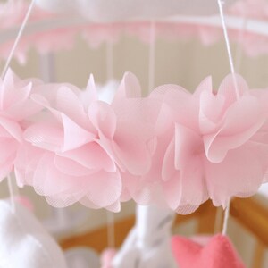 Pink Baby Mobile With Bunny, Flower Mobile Nursery, Floral Crib Mobile ...