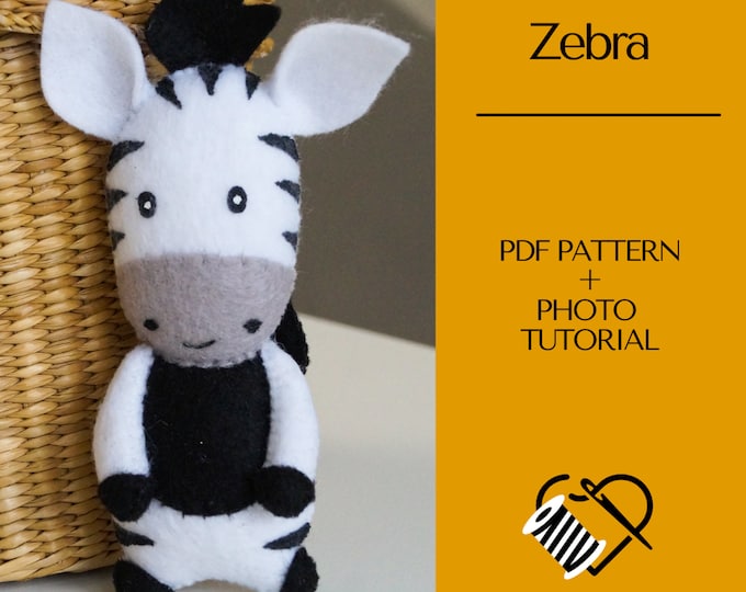 Felt Zebra PDF Pattern, Felt Doll Pattern, Felt Ornament, Felt Animal ...
