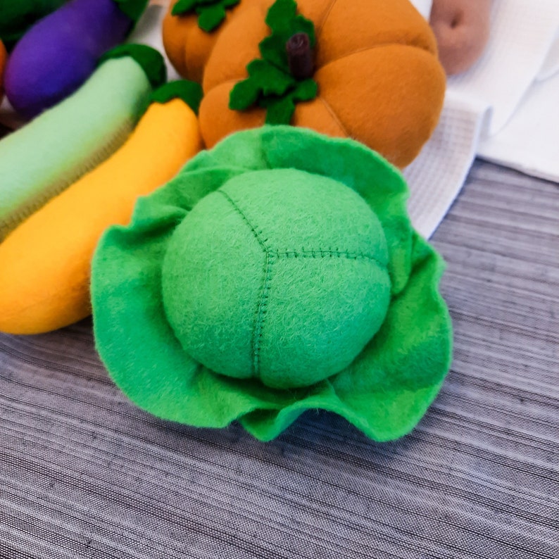 Felt Cabbage Pattern, Felt Food DIY, Pretend Play Food, Felt Vegetables ...
