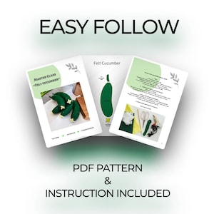 Felt Cucumber Pattern and Tutorial, Felt Food Sewing Pattern, Felt Vegetables, Felt Ornament ...