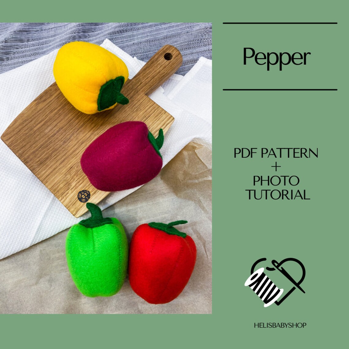 Felt Pepper Pattern DIY Felt Food Template for Kids Felt - Etsy