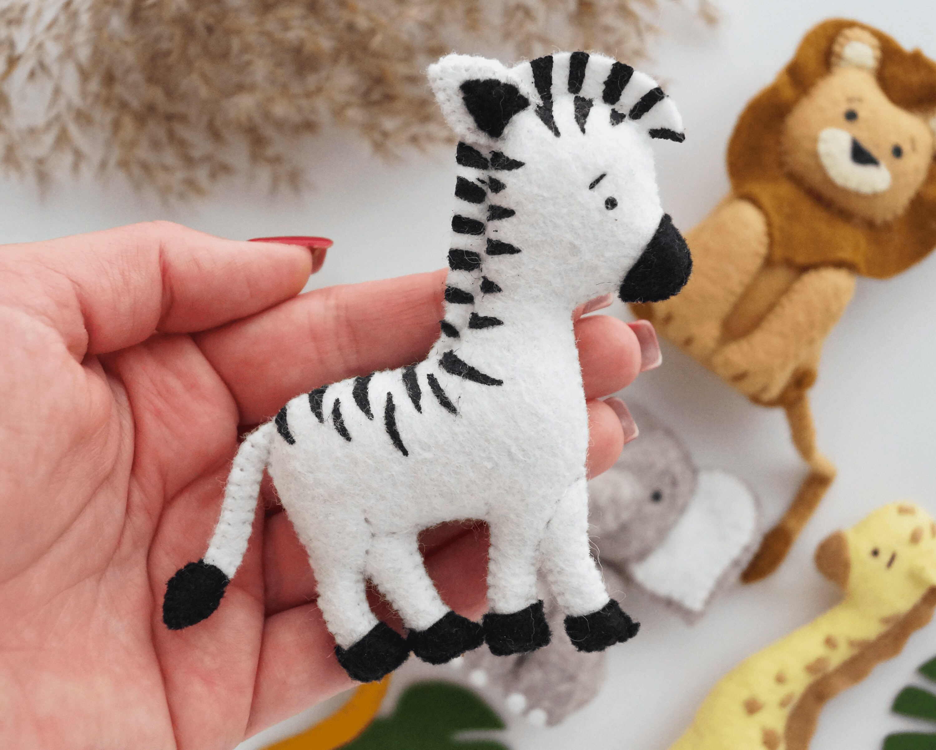 Felt Zebra Sewing Pattern PDF, Safari Felt Animals, Felt Toys, Stuffed ...