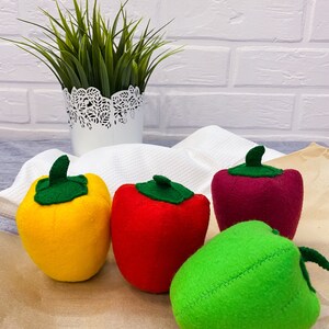 Felt Pepper Pattern, DIY Felt Food Template for Kids, Felt Vegetables ...