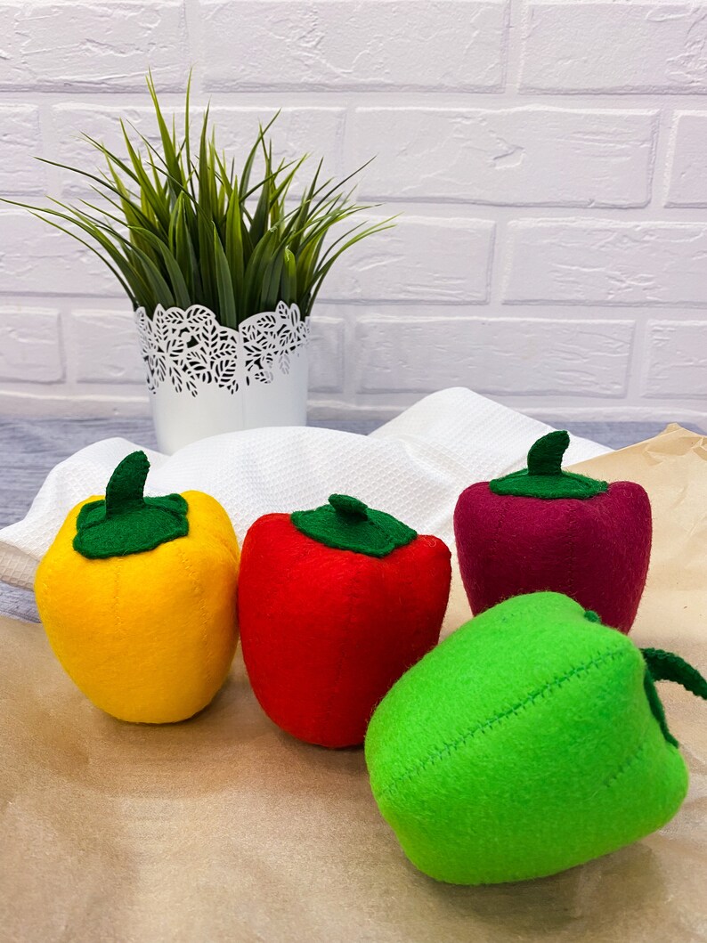 Felt Pepper Pattern, DIY Felt Food Template for Kids, Felt Vegetables ...