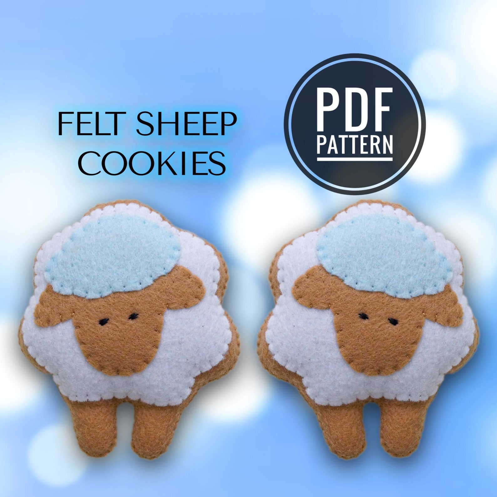 Felt Cheep Pattern, Easter Lamb Sewing Pattern, Felt Cookies Pattern ...