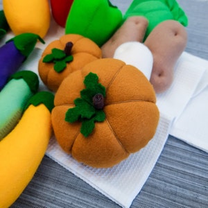 Set of 9 Felt Vegetables Patterns, Pumpkin Tomato Pepper Carrot ...