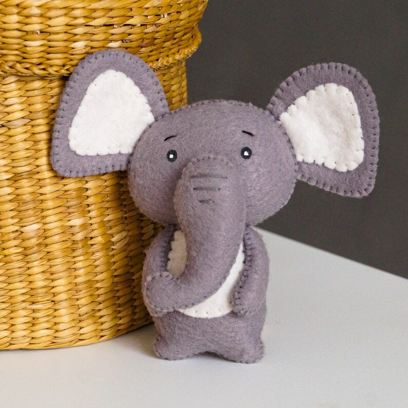 4 Safari Felt Animals Pattern, Felt Toys Tiger Giraffe Elephant Zebra ...