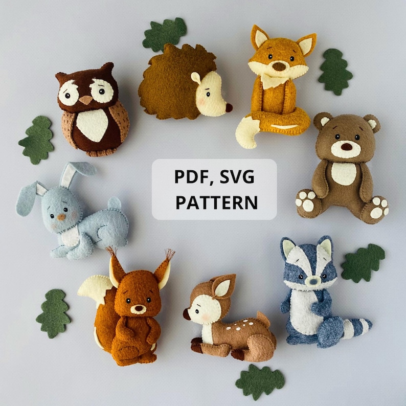 39 Felt Animal Sewing Patterns PDF Bundle, Baby Mobile Pattern Set ...