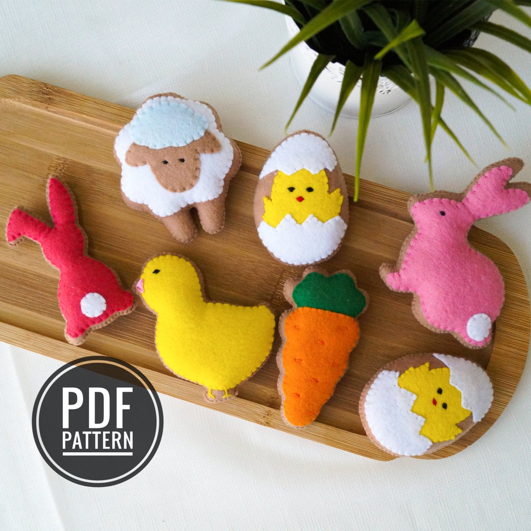 Easter Cookies Sewing Pattern, Easter Decor Felt Pattern PDF, Felt Egg ...