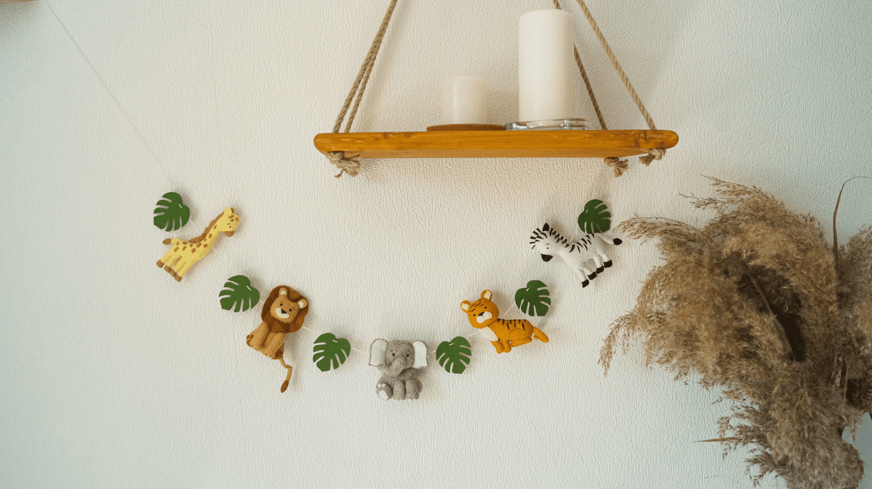 Felt Garland Safari Felt Animals, Lion Giraffe Elephant Tiger Zebra ...