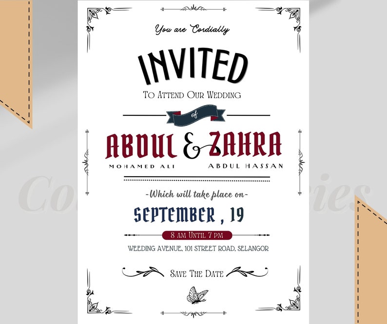 Kad Kahwin Klasik I Customized PDF File: Classic Wedding - Etsy