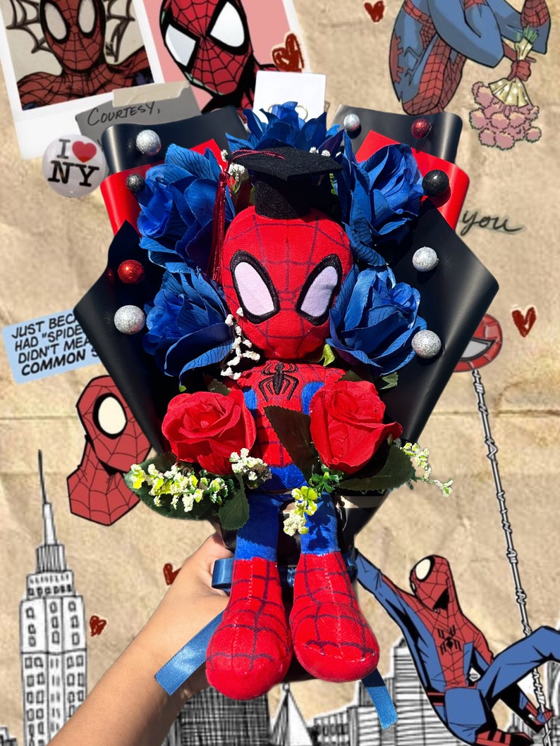 Spider-man Graduation Plush Bouquet - Etsy