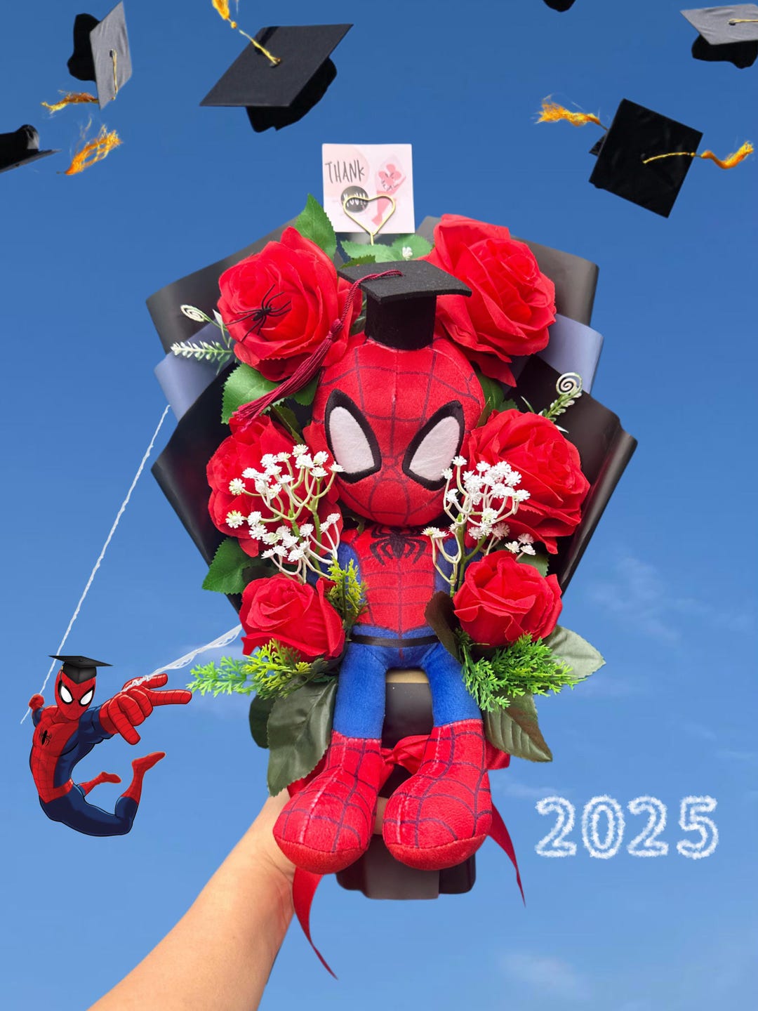 Spider-man Graduation Plush Bouquet - Etsy
