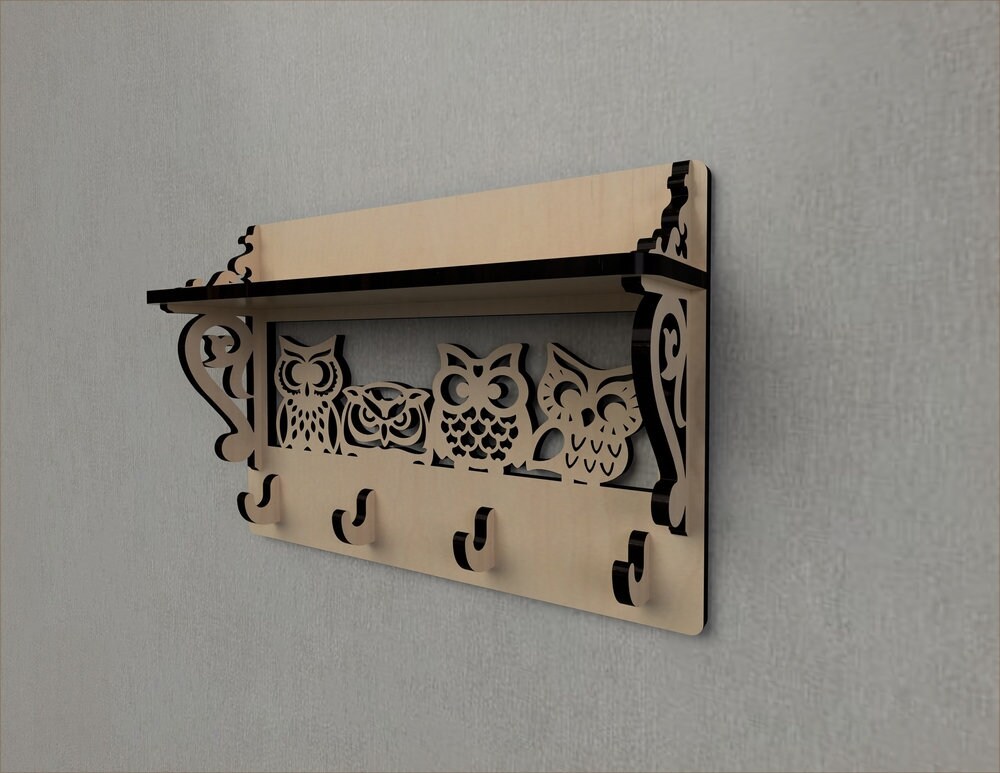 Housekeeper Hanger With Owls. Laser Cut Files SVG DXF CDR - Etsy